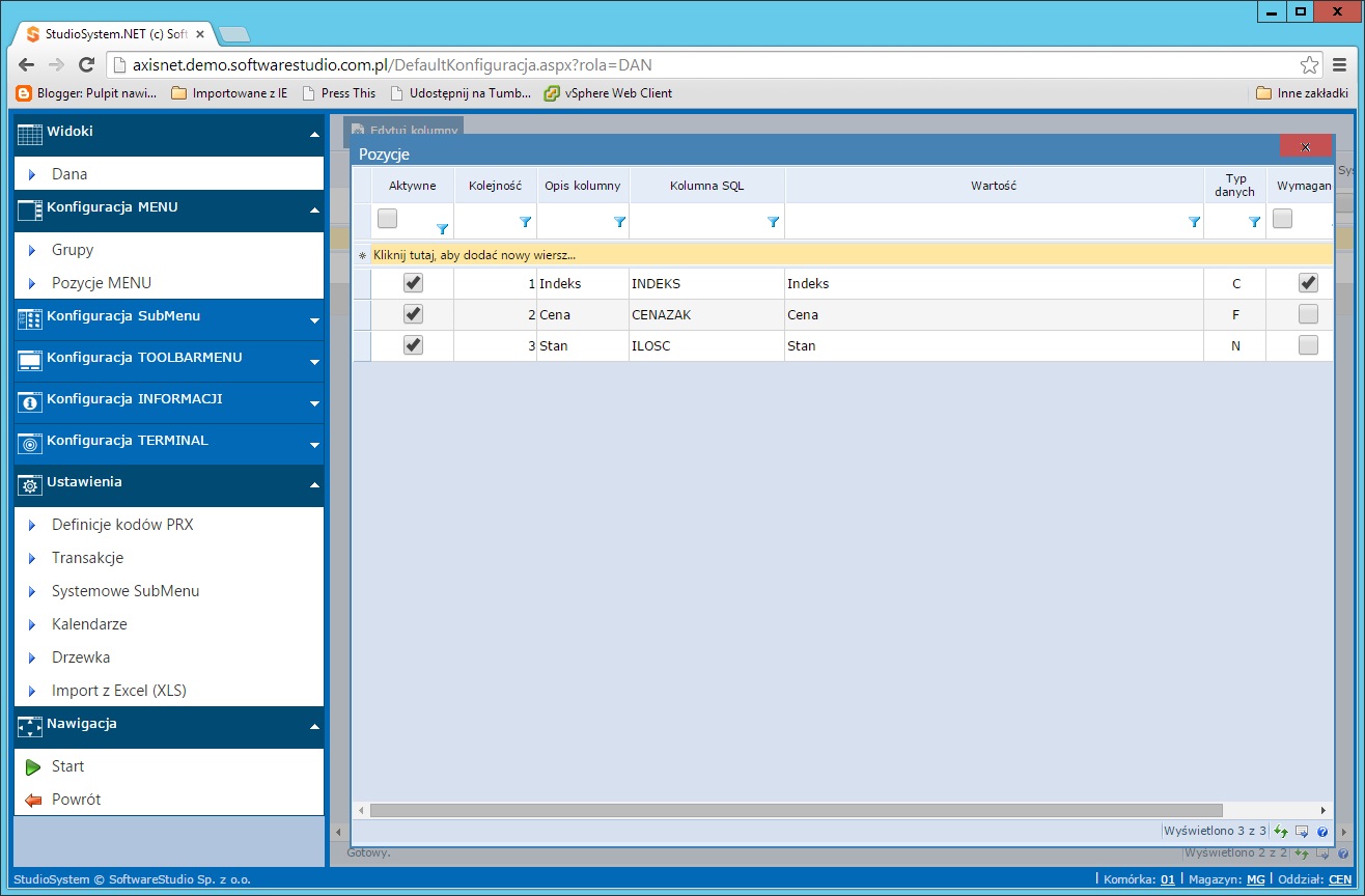 Import z pliku XLS (excel) - StudioSystem