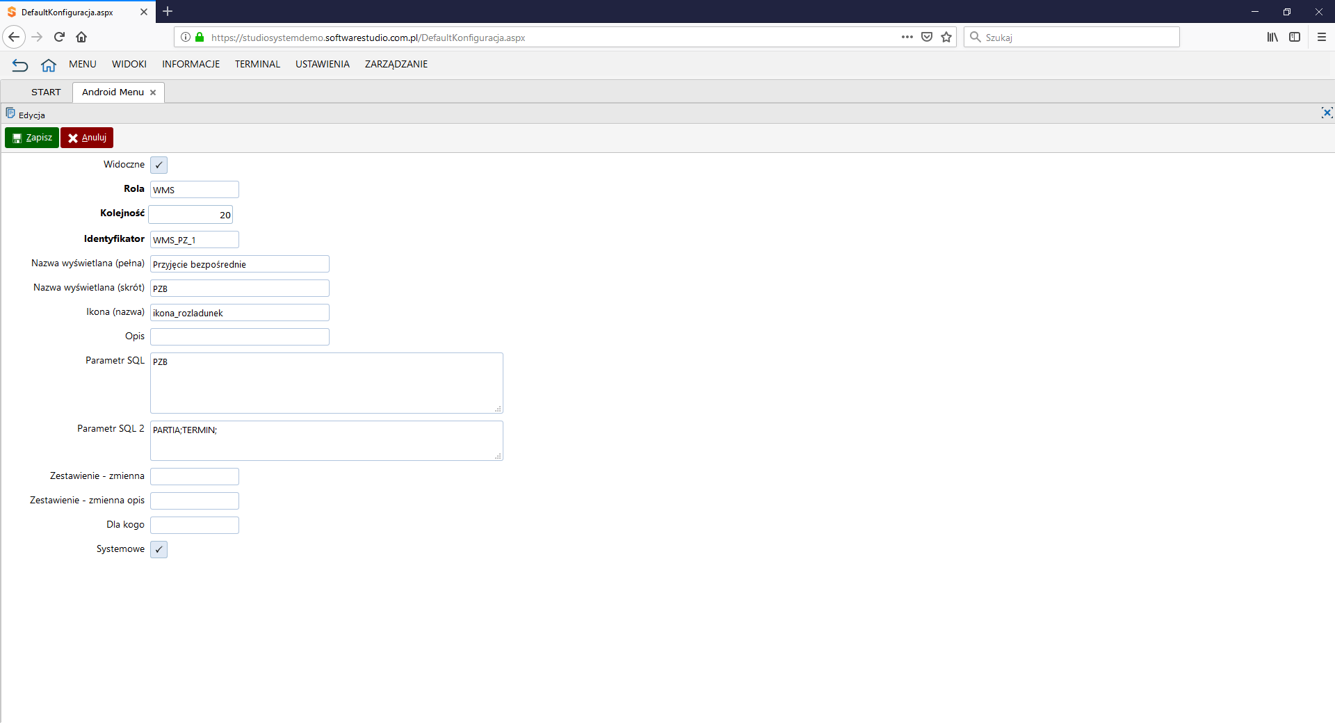 Aplikacja terminal - konfiguracja - StudioSystem