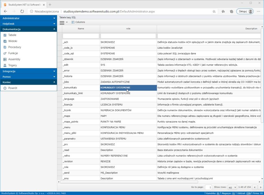 Moduł dla administratora - StudioSystem