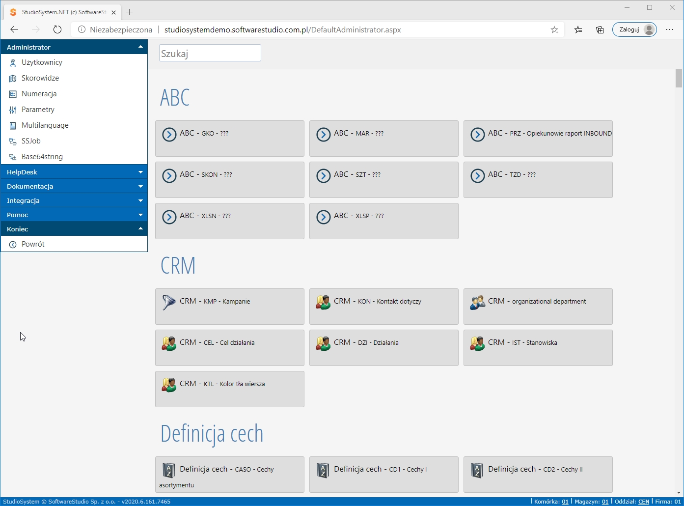 Moduł dla administratora - StudioSystem